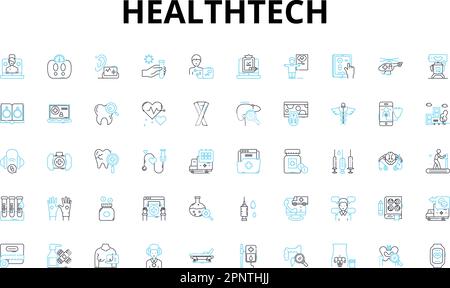 HealthTech linear icons set. Telemedicine, Wearables, EHR, AI, Virtual ...