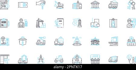 Structural engineering linear icons set. Stability, Analysis, Design ...