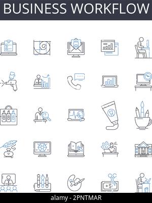 Operational blueprint line icons collection. Efficiency, Process, Standardization, Optimization ...