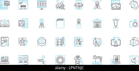 Printmaking linear icons set. Etching, Lithography, Woodcut, Engraving ...
