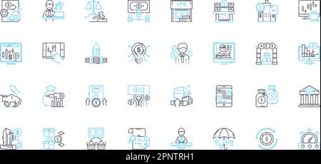 Risk metrics linear icons set. Probability, Volatility, Correlation ...
