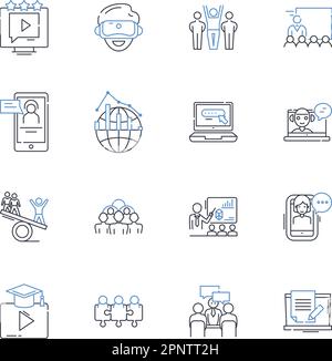 Team players line icons collection. Collaboration, Cooperation, Synergy ...