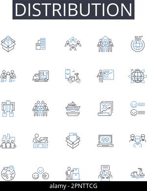 Spreading out line icons collection. Divergence, Expansion ...