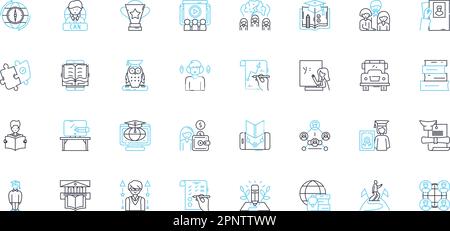 Vocational Training linear icons set. Apprenticeship, Vocational ...