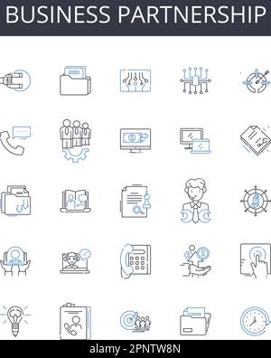 Joint operation line icons collection. Collaboration, Partnership ...