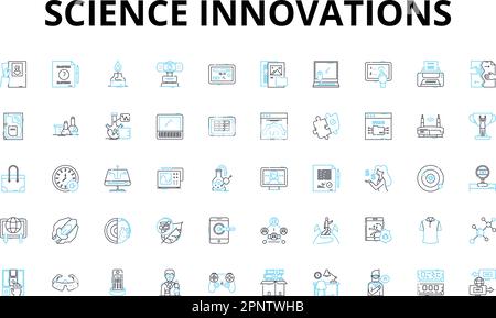Science innovations linear icons set. Biotechnology, Nanotechnology ...