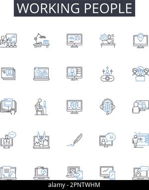 Laborers line icons collection. Hardworking, Skilled, Blue-collar ...