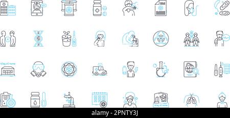 Pathogens linear icons set. Bacteria, Virus, Fungi, Parasites ...