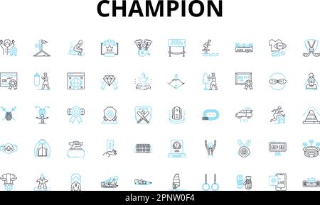 conqueror linear icons set. Victorious, Dominant, Leader, Conquering ...