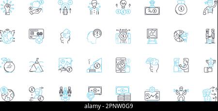 Performance metrics linear icons set. Efficiency, Effectiveness, Productivity, Accuracy, Speed ...