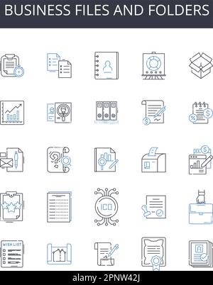 Vendor folders line icons collection. Organization, Management ...