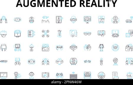 immersive reality projection line icon, outline symbol, vector illustration, concept sign Stock ...