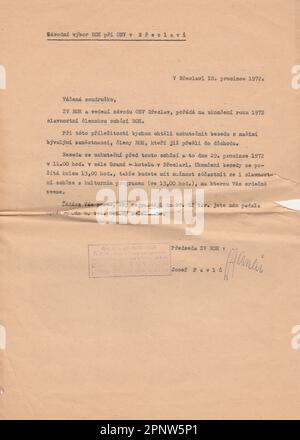 BRECLAV, THE CZECHOSLOVAK REPUBLIC, CIRCA 1972: Old grunge letter by a ...