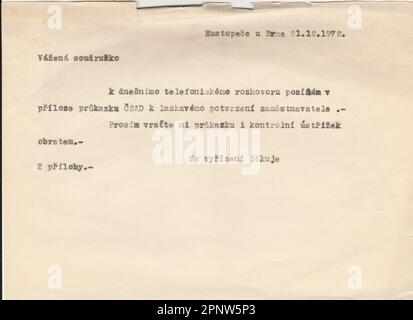 BRECLAV, THE CZECHOSLOVAK REPUBLIC, CIRCA 1972: Old grunge letter by a ...