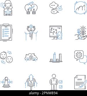 Speculate and muse line icons collection. Contemplation, Reflection ...