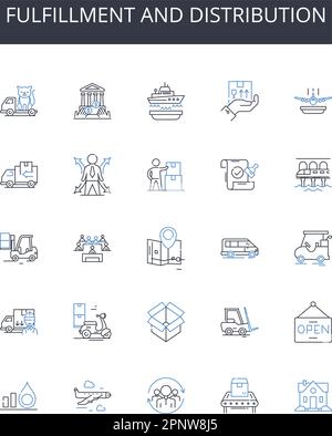 Distribution line icons collection. Dispensation, Allotment, Delivery ...