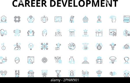 Work progression linear icons set. Advancement, Growth, Development ...