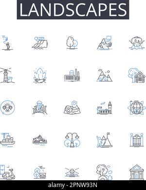 Landscapes line icons collection. Mountainscapes, Waterscapes ...