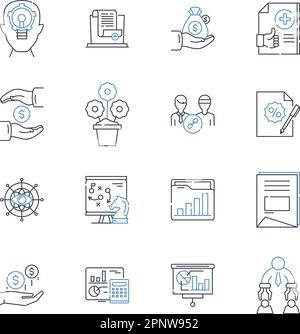 Consider and ruminate line icons collection. Contemplate, Ponder, Mull ...