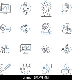 Differentiation and distinction line icons collection. unique ...