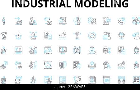 industrial modeling linear icons set. Factories, Manufacturing ...