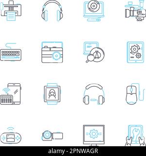 Digital upgrades linear icons set. Innovation, Progress, Advancement ...