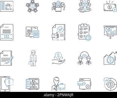 Market priorities line icons collection. Targeting, Segmentation ...