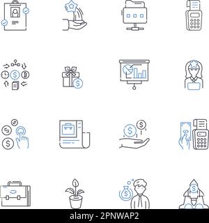 Cash flow management linear icons set. Budgeting, Forecasting, Analysis ...