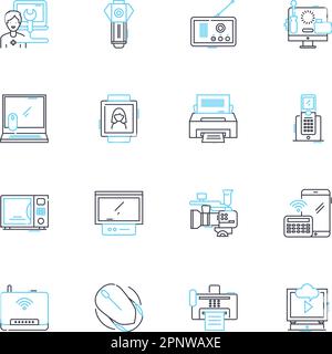 Computer nerk linear icons set. Ethernet, LAN, WLAN, Router, Switch ...