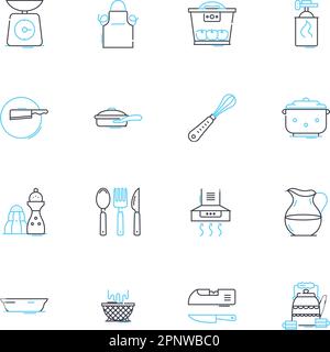 Fryer linear icons set. Crispy, Oil, Deep-fry, Fried, Golden, Delicious ...