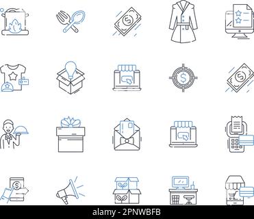 Corner store line icons collection. Convenience, Snacks, Lottery ...