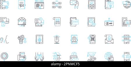 Electronic signature linear icons set. Authentication, Verification ...