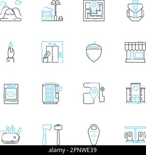 Forest glade linear icons set. Serene, Green, Lush, Tranquil, Magical ...