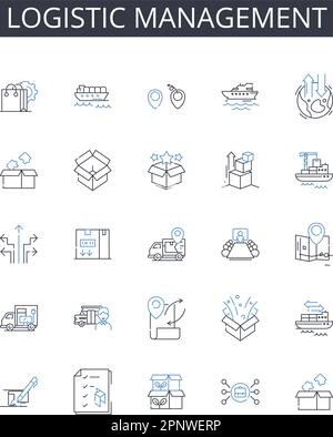 Material handling line icons collection. Warehouse, Forklift, Conveyor ...
