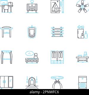 Sofas linear icons set. Plush, Comfortable, Cozy, Leather, Reclining ...