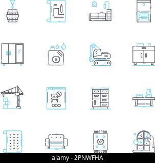Residence linear icons set. Abode, Habitat, Domicile, Dwelling, House ...