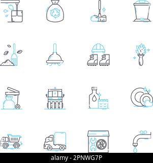 Spring cleaning linear icons set. Decluttering, Organizing, Refreshing ...