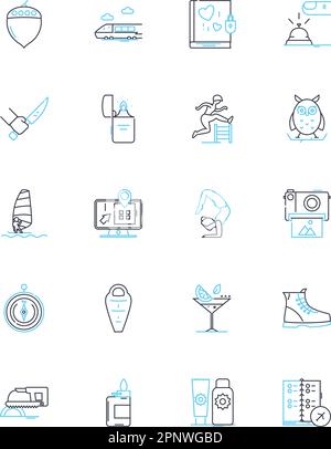 Off hours linear icons set. Recreation, Relaxation, Hobbies, Spare time ...