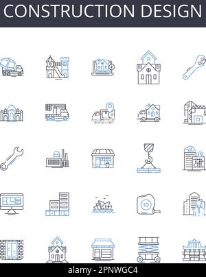 Structural drafting line icons collection. Design, Engineering ...