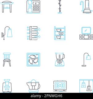 Oven linear icons set. ake, Broil, Roast, Convection, Timer, Preheat ...