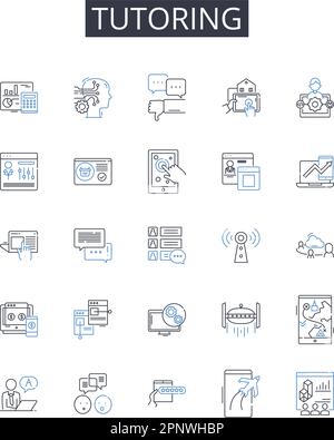 Tutoring line icons collection. Coaching, Mentoring, Advising, Instructing, Guiding, Educating ...