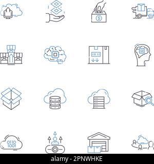 Stockpiling management line icons collection. Inventory, Storage ...