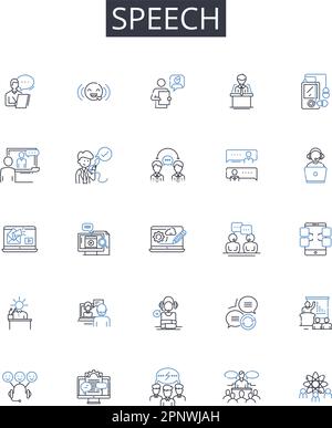 Verbalization line icons collection. Expression, Articulation ...