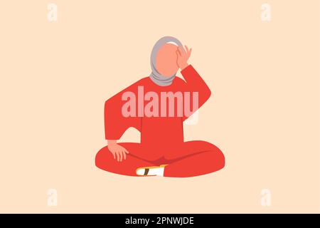 Graphic flat design drawing of confused businesswoman emerges from the ...