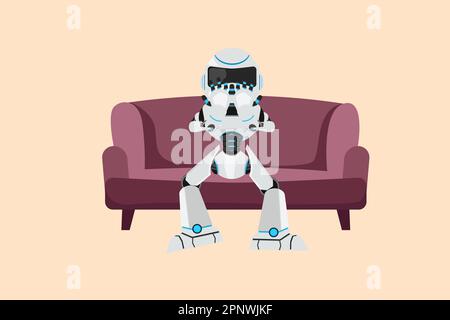 Business design drawing depressed robot despair suffer grief. Worker ...
