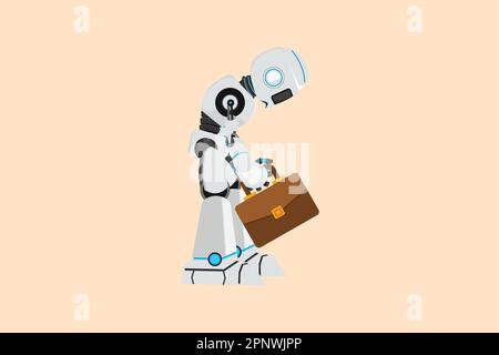Business design drawing depressed robot despair suffer grief. Worker ...