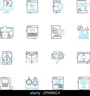 Product experience linear icons set. Satisfaction, Usability, Interaction, Navigation ...