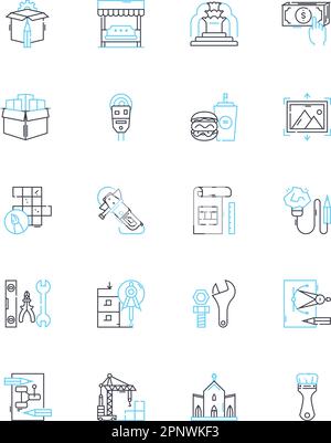 Drafting linear icons set. Blueprint, Design, Sketch, Diagram, Plan ...