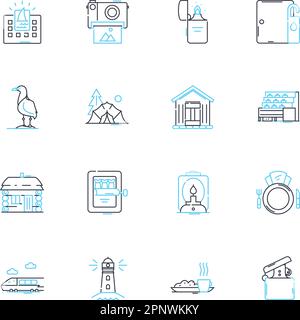 Autonomous vehicles linear icons set. Automation, Self-driving ...