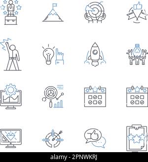 Enterprise vision line icons collection. Strategy, Innovation ...